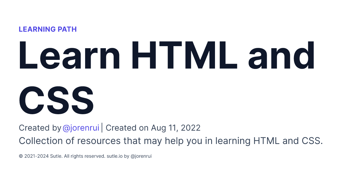 Learn HTML & CSS | Sutle Learn HTML & CSS | Sutle